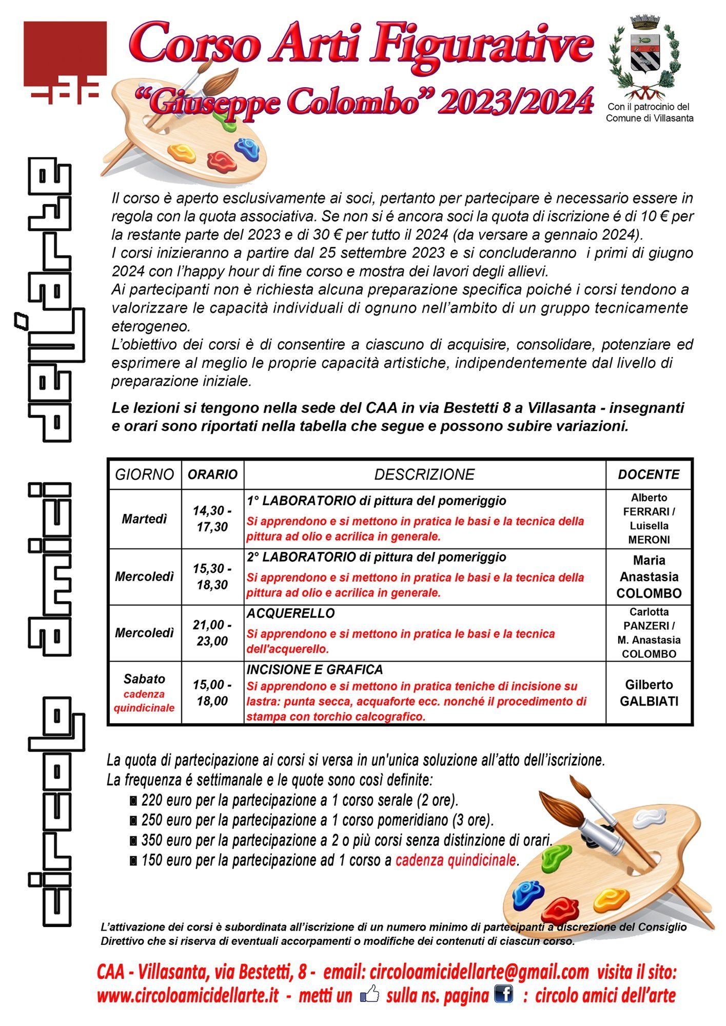 Corsi di pittura 2023-2024 - CAA Circolo Amici dell'Arte Villasanta